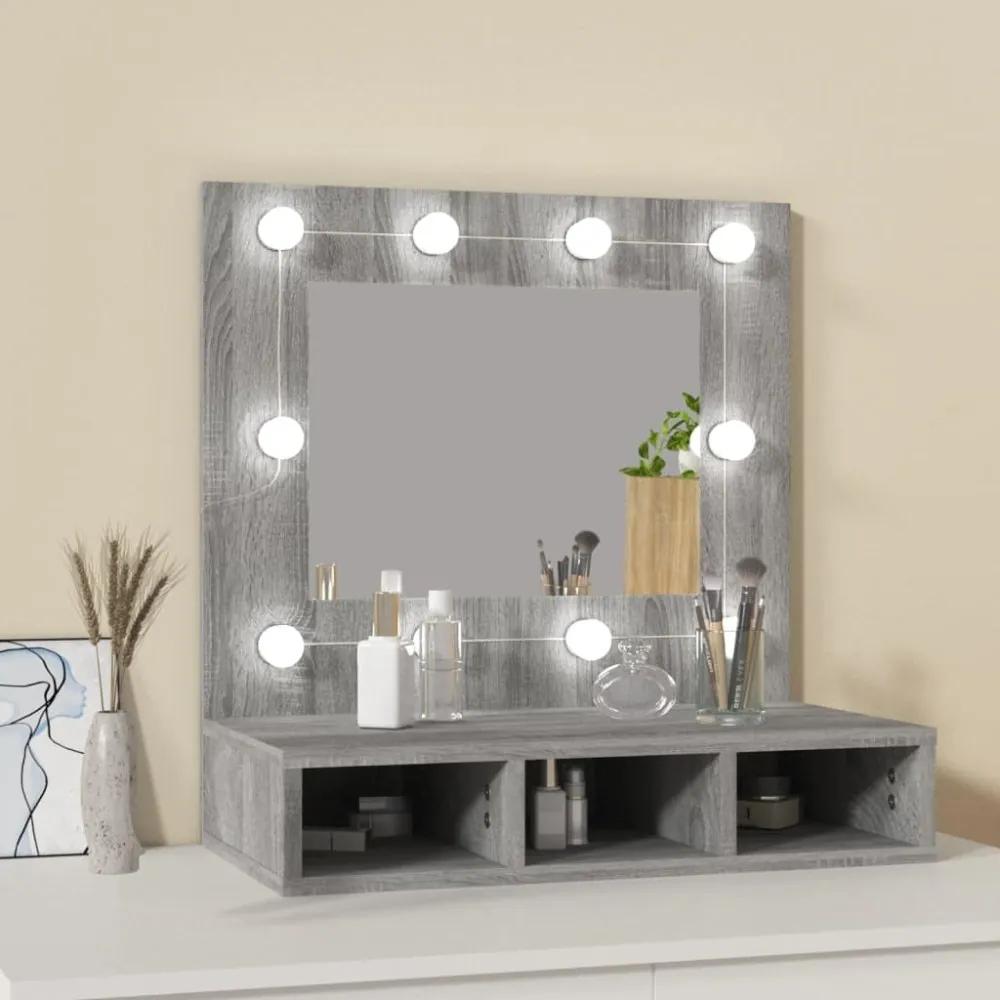 Petromila Zrcadlová skříňka s LED šedá sonoma 60 x 31,5 x 62 cm