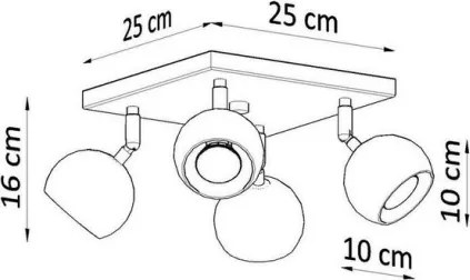 Stropní bodové svítidlo SOLLUX Oculare 4 GU10 4x40W bez zdroje SL.0440 bílá
