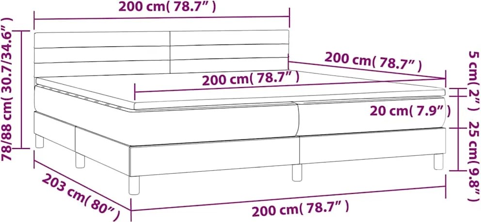 Box spring postel s matrací černá 200x200 cm samet 3141385