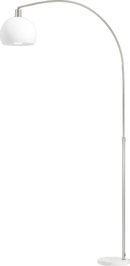 HOMCOM Stojací lampa, ohnutá hlava, nožní spínač, mramorový podstavec, plastový stínidlo, bílá