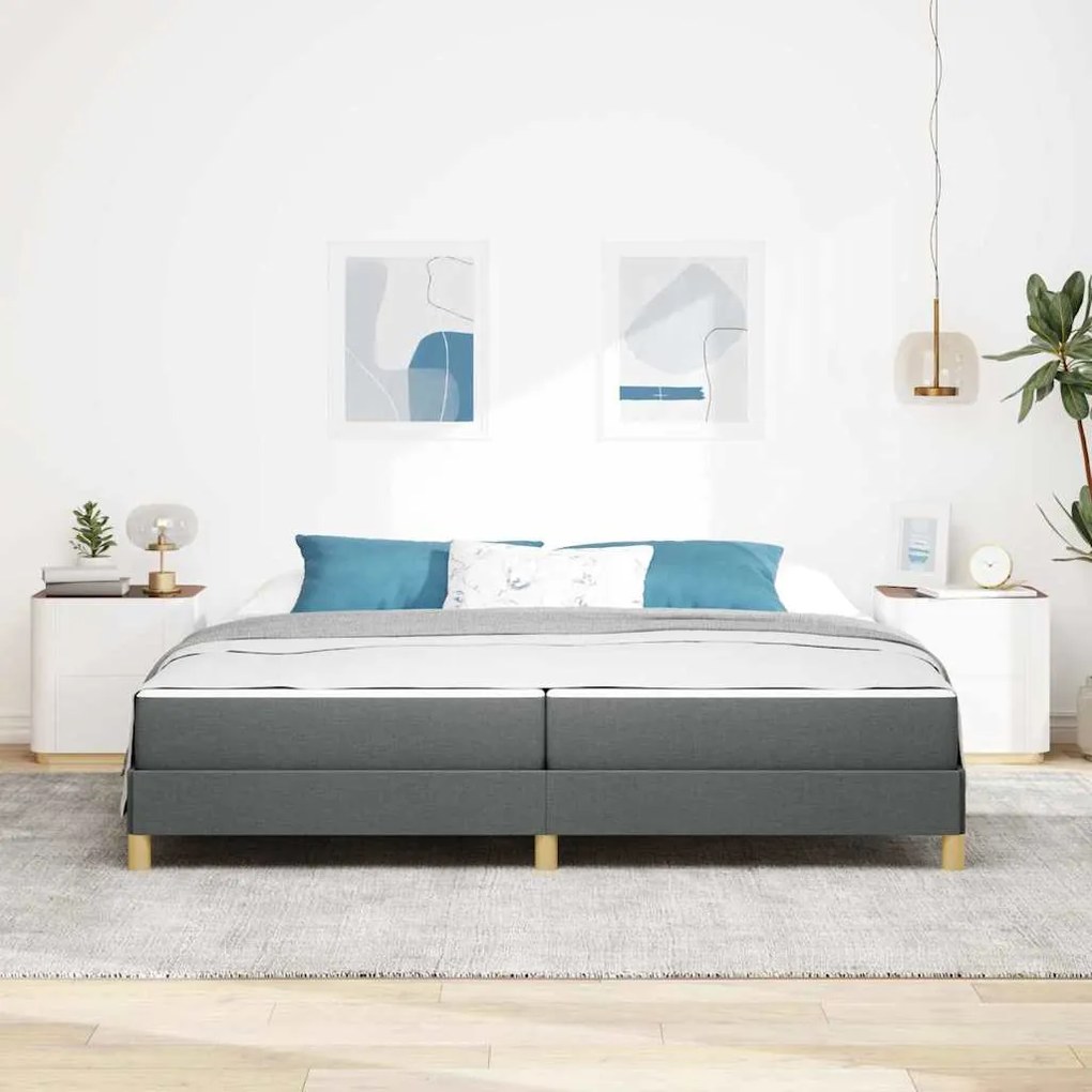 Postel s boxspringem s matrací Tmavě šedá 200 x 200 cm textil 3398592