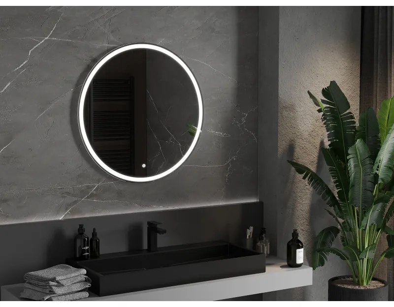 Mexen Gobi, LED kulaté koupelnové zrcadlo s podsvícením 80 cm, 6000K, ochrana proti zamlžování, 9801-080-080-611-00