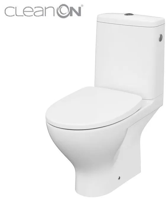 Cersanit Moduo - WC Kombi zadní odpad 3/5 CLEAN ON+WC sedátko duroplast SLIM, Bílá, K116-024