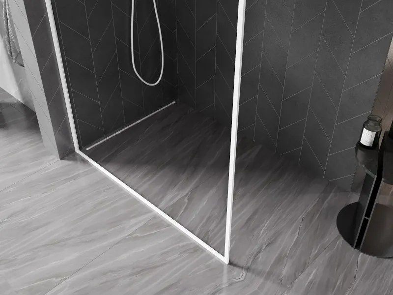 Mexen, Mexen Kioto-XF L sprchová stěna s rámem 70 x 202 cm, průhledná 10 mm, bílá - 800-070-174-20-00-XF