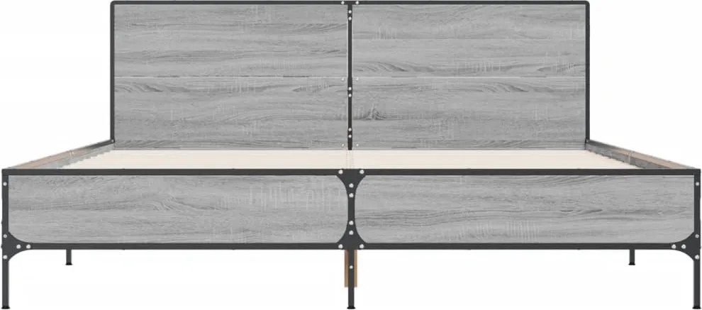 Rám postele šedý sonoma 140 x 200 cm kompozitní dřevo a kov 3280000