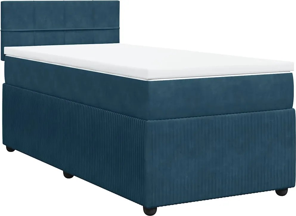 Box spring postel s matrací modrá 80 x 200 cm samet 3287594