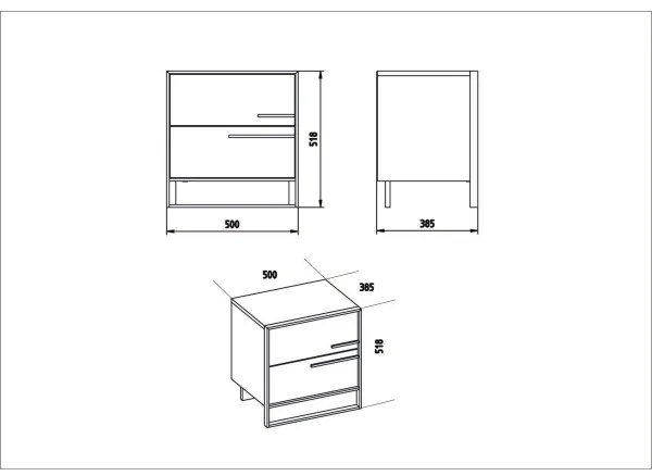 Noční stolek POLKA 51,8x50 cm zlatá/bílá