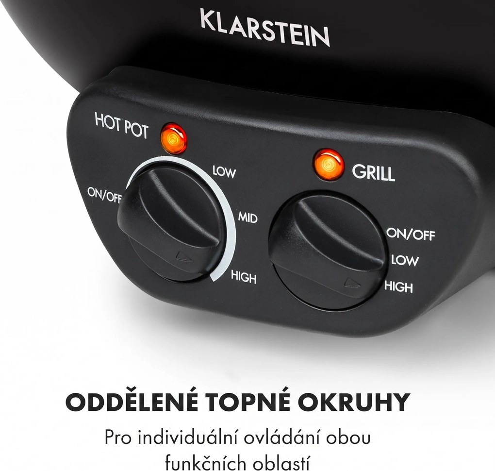 Klarstein Szechuan, hot pot, grilovací deska, 2 v 1, 5 l, 1350/600 W, černý