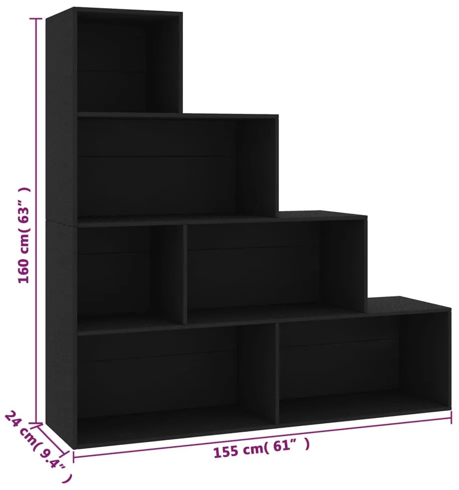 vidaXL Marketos Knihovna / dělicí stěna černá 155x24x160 cm kompozitní dřevo