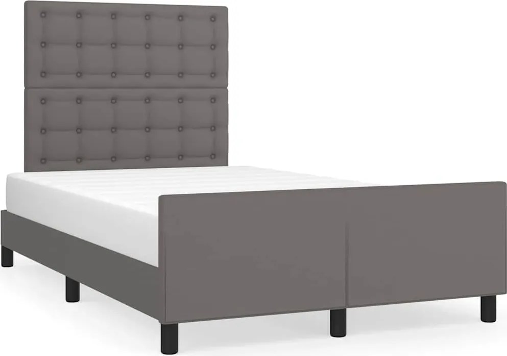 Rám postele s čelem šedý 120x200 cm umělá kůže 3125565