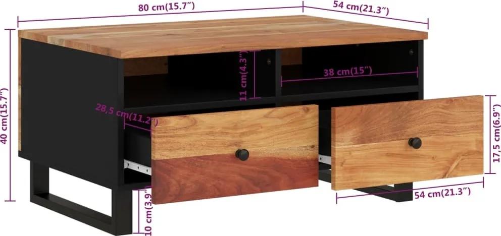 vidaXL Konferenční stolek 80 x 54 x 40 cm masivní mangovník a kompozit [351955] Barva: Hnědá