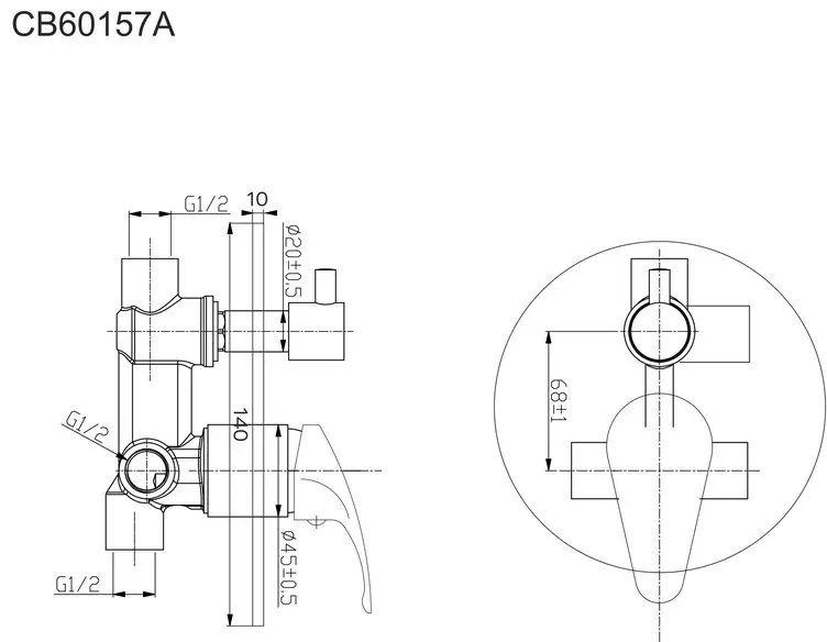 Mereo Sonáta sprchová podomítková baterie s trojcestným přepínačem Mbox kulatý kryt mosaz chrom CB60157A