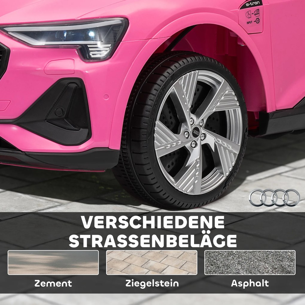 HOMCOM Elektrické dětské auto 12V, elektrické vozidlo Audi E-tron, elektrické auto s dálkovým ovládáním, bezpečnostní pás, pro děti 3-5 let