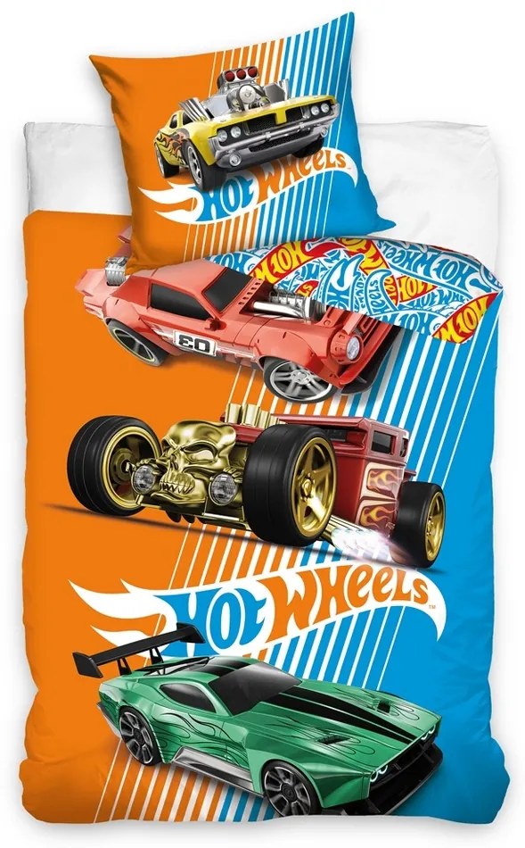 CARBOTEX Dětské povlečení Hot Wheels Retro, 140 x 200, 70 x 90 cm