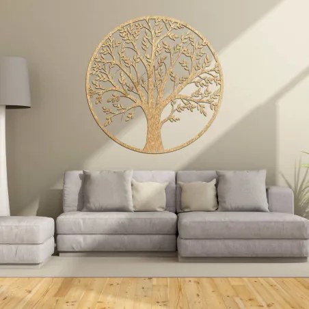 Dřevěný Strom života v kruhu | Elegantní dekorace na zeď | SENTOP PR0217