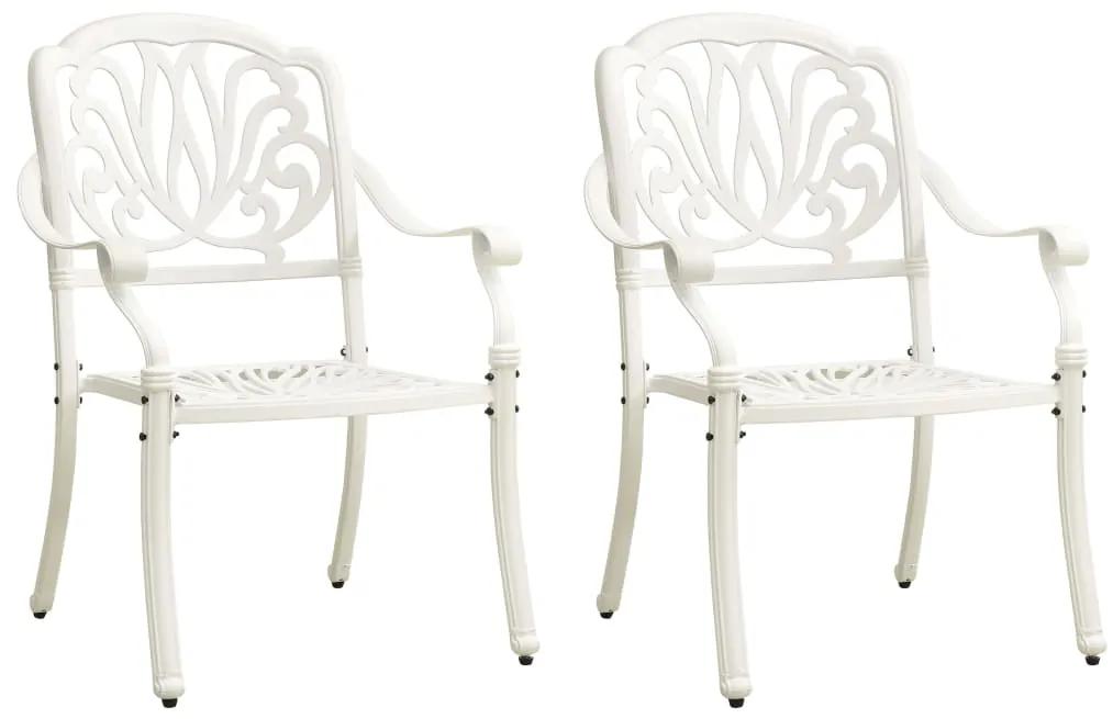 315569 vidaXL Zahradní židle 2 ks litý hliník bílé