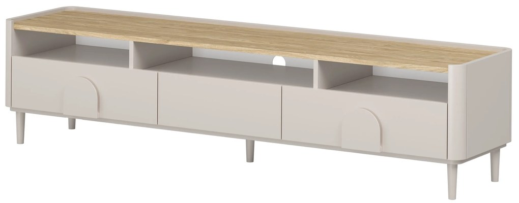 TV stolek Amilio 200 cm na nožkách - kašmírová / dub olejovaný / kašmírové úchytky
