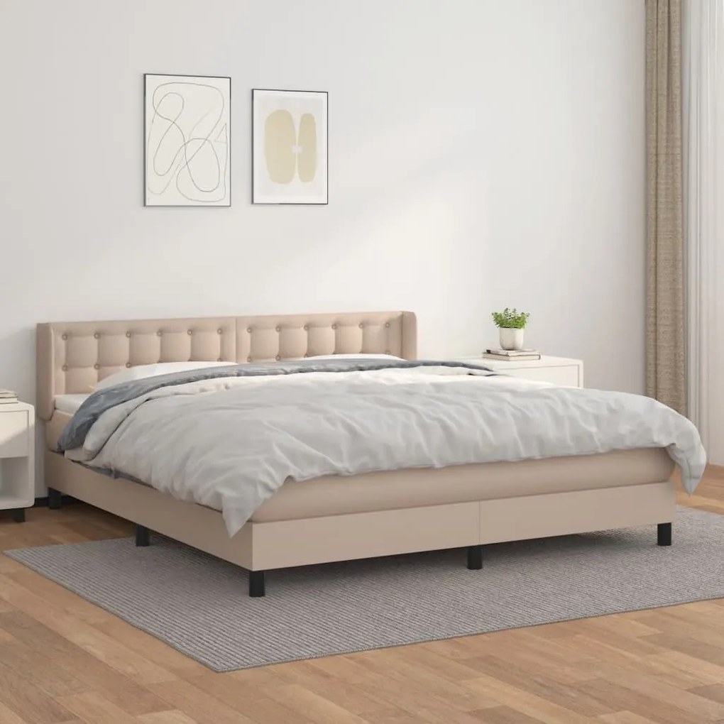 Box spring postel s matrací cappuccino 160x200 cm umělá kůže 3130792