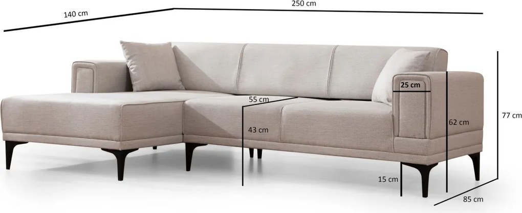 Rohová sedací souprava Horizon 250 cm ecru levá