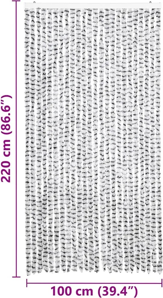 Závěs proti hmyzu bílý a tmavě šedý 100 x 220 cm Chenille 325456
