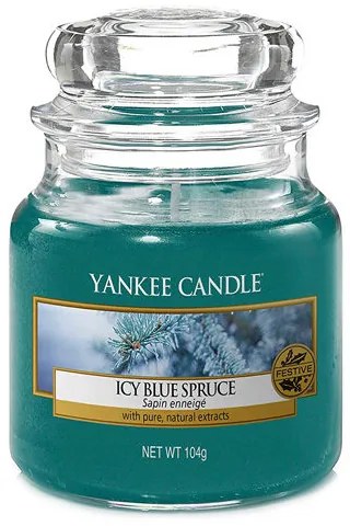 Yankee Candle Svíčka Yankee Candle 104g - Icy Blue Spruce, zelená barva, šedá barva, sklo, vosk