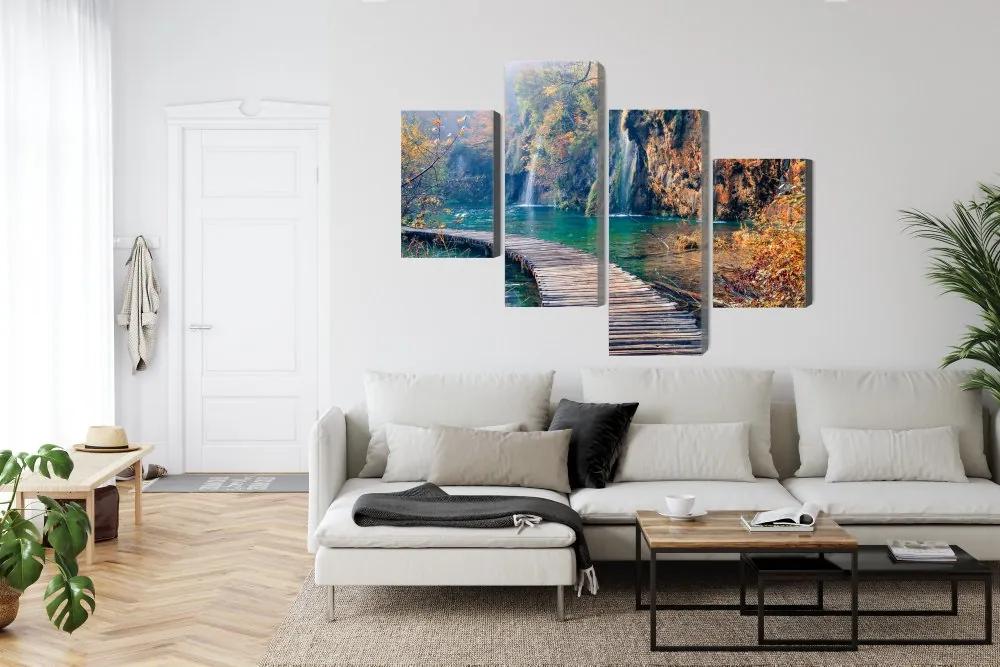 Vícedílný obraz Národní Park Plitvická Jezera Nedostatek Nedostatek Přírodní plátno 240x150