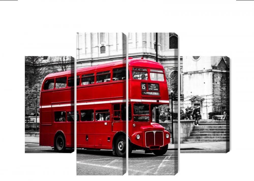 Vícedílný obraz Dvoupatrový Autobus V Londýně Nedostatek Nedostatek Přírodní plátno 200x150