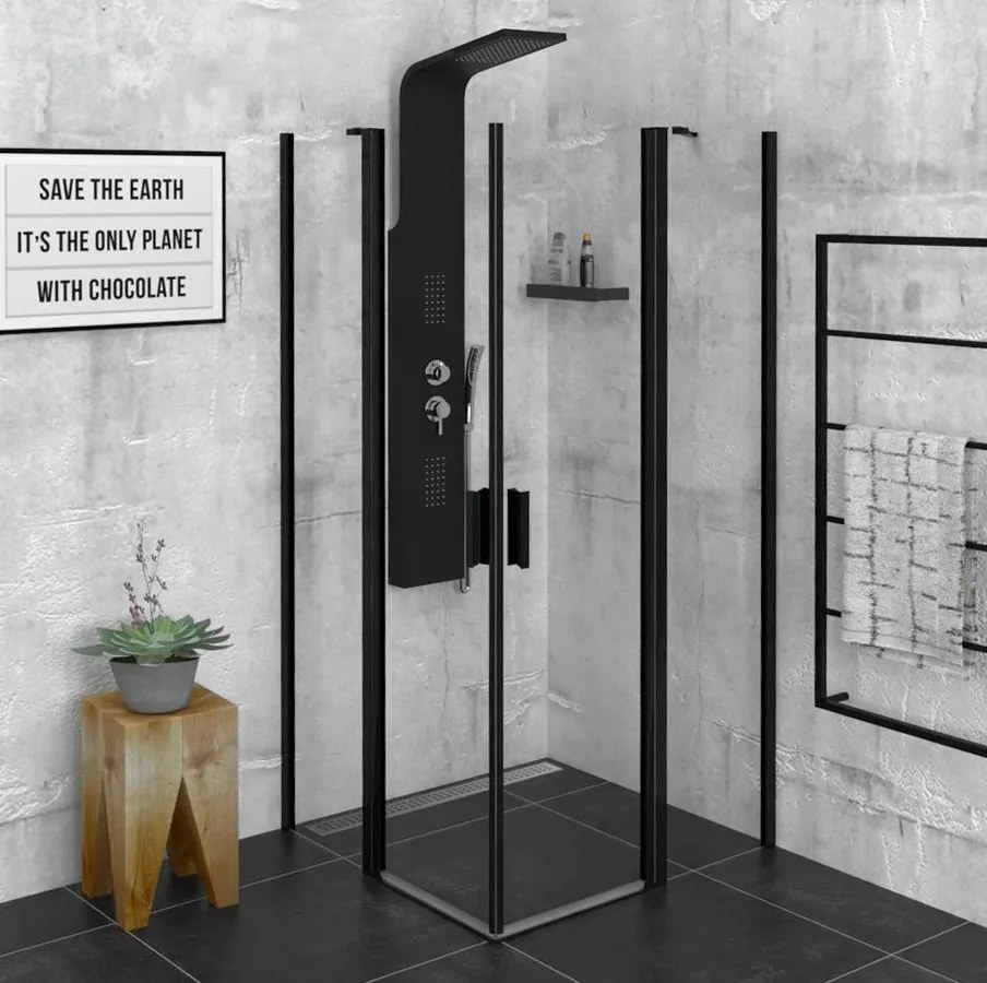 Polysan Polysan, ZOOM LINE BLACK čtvercová sprchová zástěna 900x900mm, čiré sklo, ZL5415B