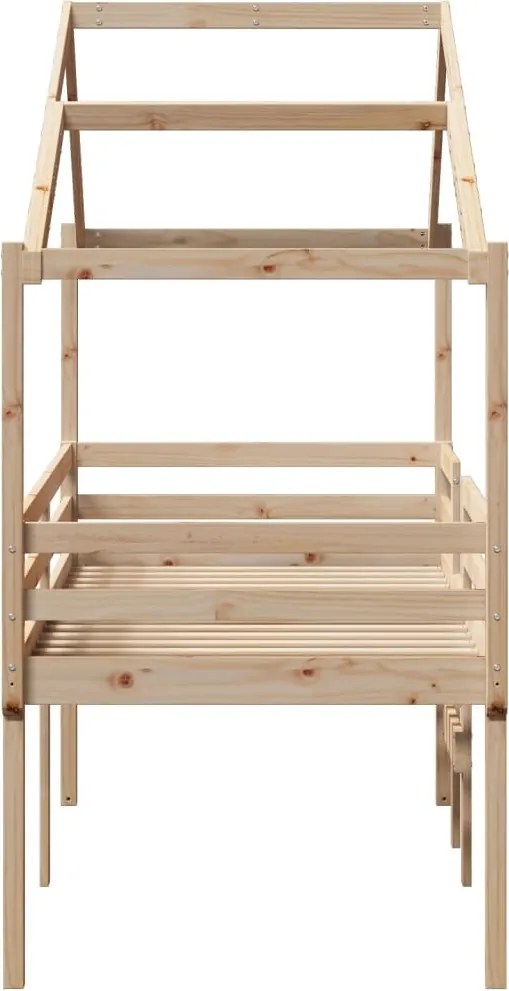 Patrová postel se střechou 90 x 190 cm masivní borové dřevo 3282058