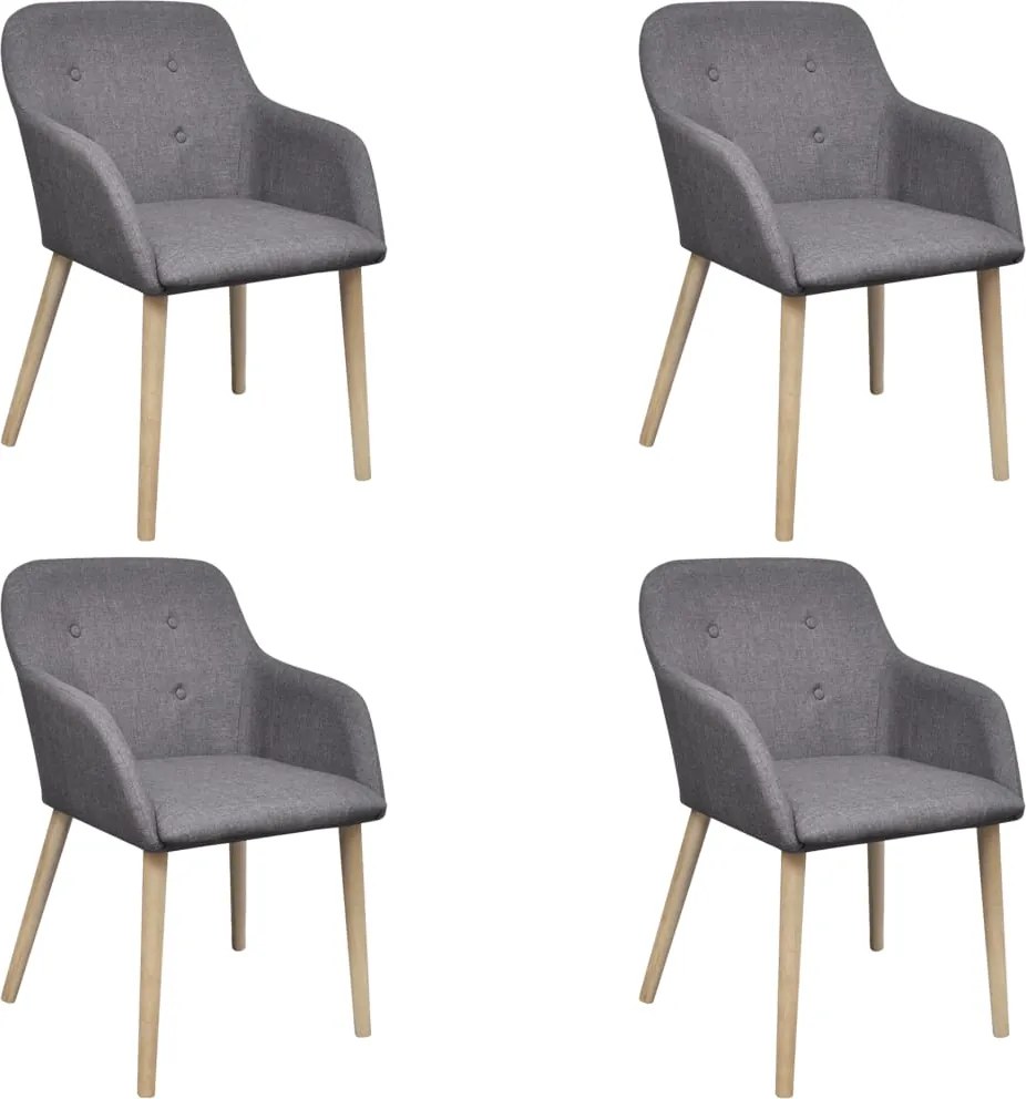 Jídelní židle 4 ks světle šedé textil a masivní dubové dřevo 270572