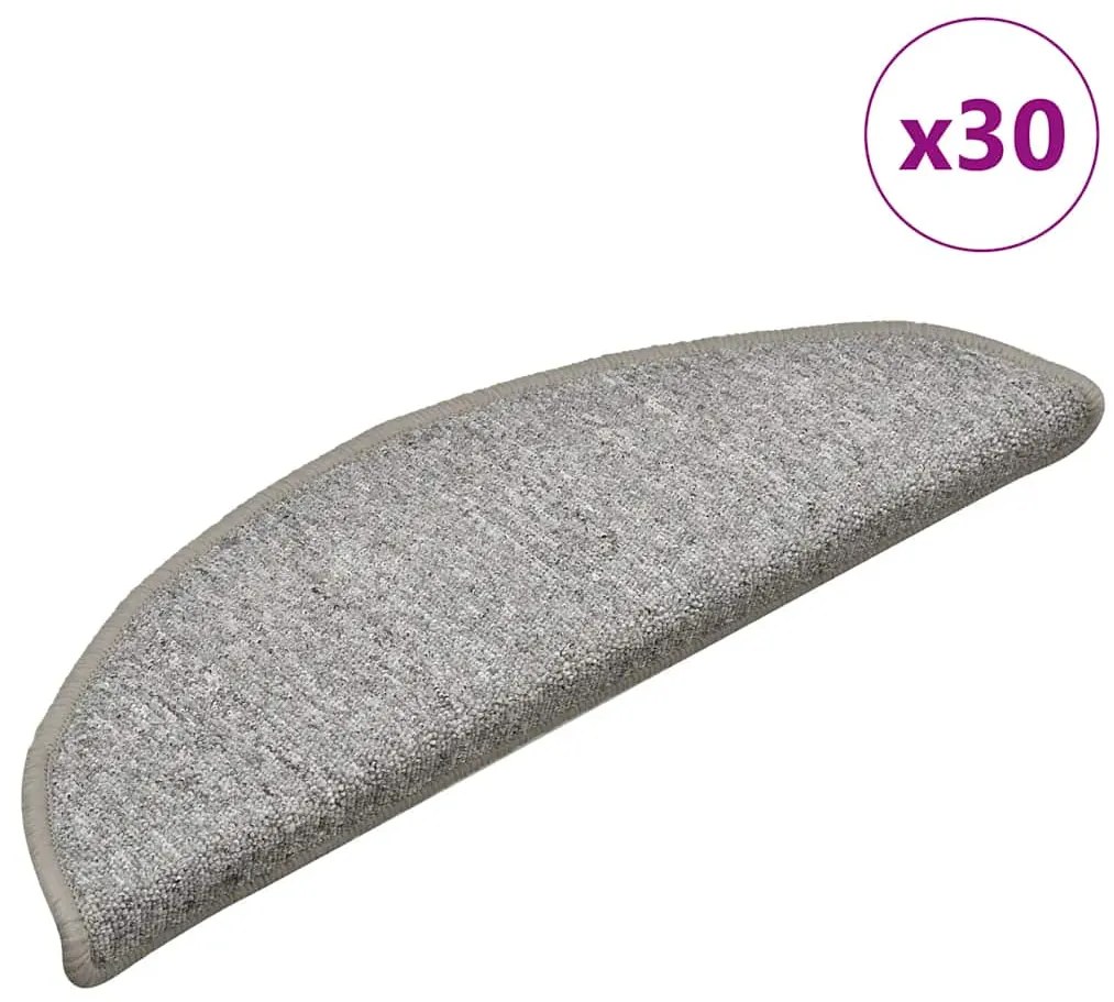 Schodové rohože 30 ks 56 x 17 x 3 cm světle šedé, půlkulaté 3365746