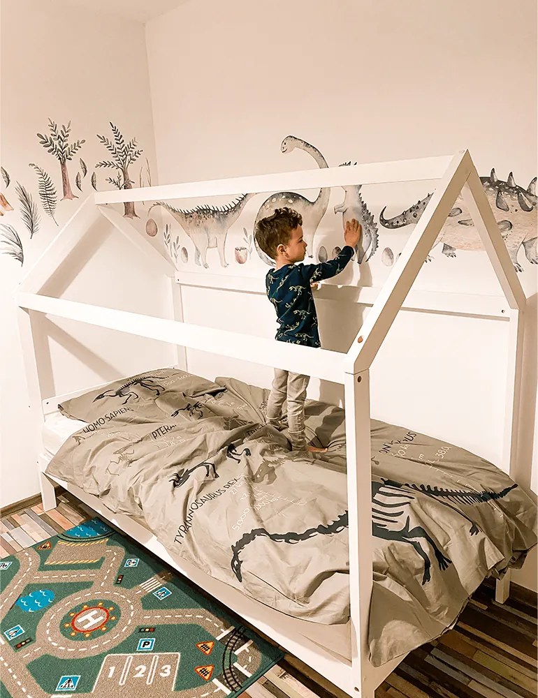 Montessori postel, bílá, borovicové dřevo, IMPRES