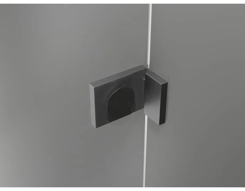 Mexen Lunar, pětiúhelníkový sprchový kout naklápěcí vpravo 80 x 80 cm, 8mm čiré sklo, profil grafit broušený, 831-080P-080L-66-00-P