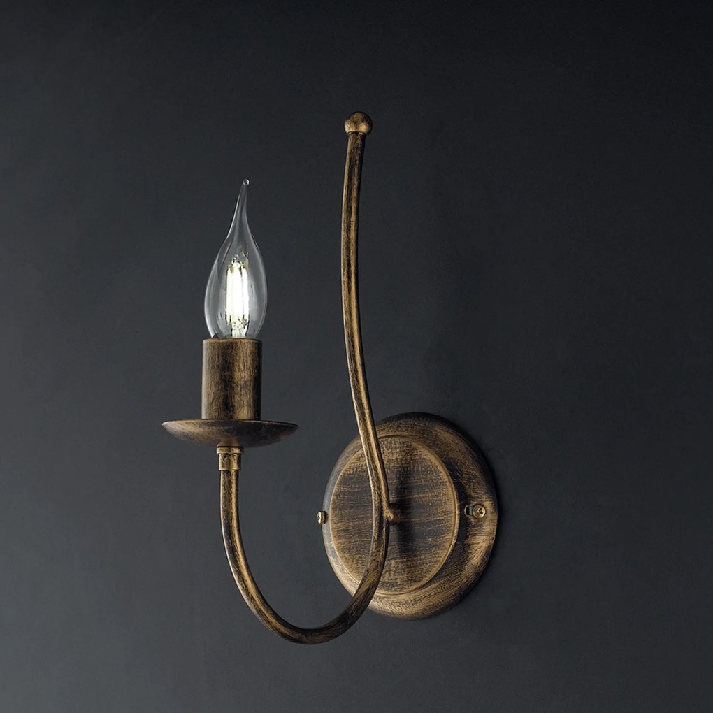 Light for home - Nástěnné svítidlo BL147-AP1-BR Botte, 1 X 40 Watt Max, hnědá, zlatá, 1x40W, E14, Hnědá, zlatá