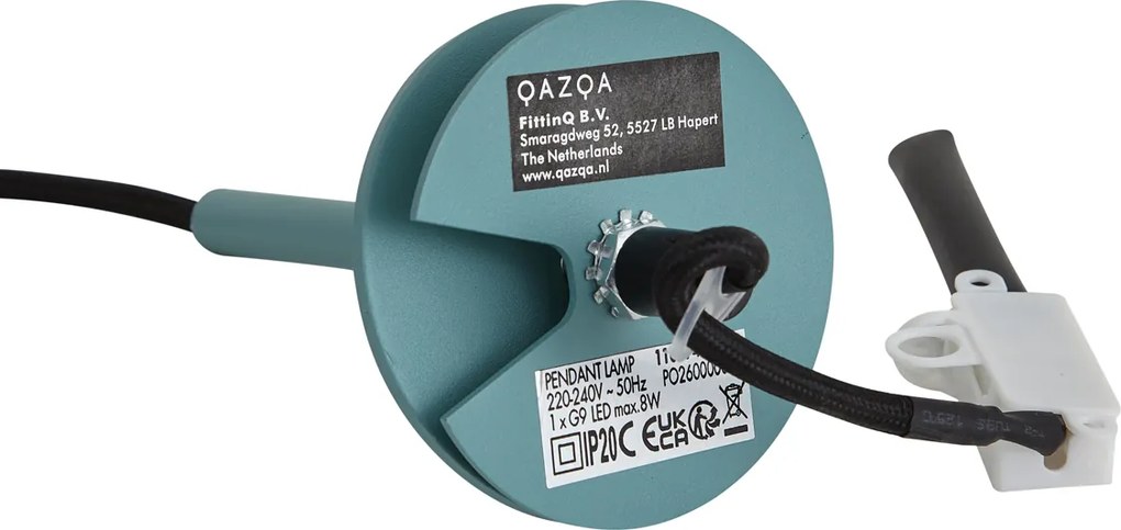 Moderní modrá závěsná lampa s integrovanou stropní deskou - Chuba