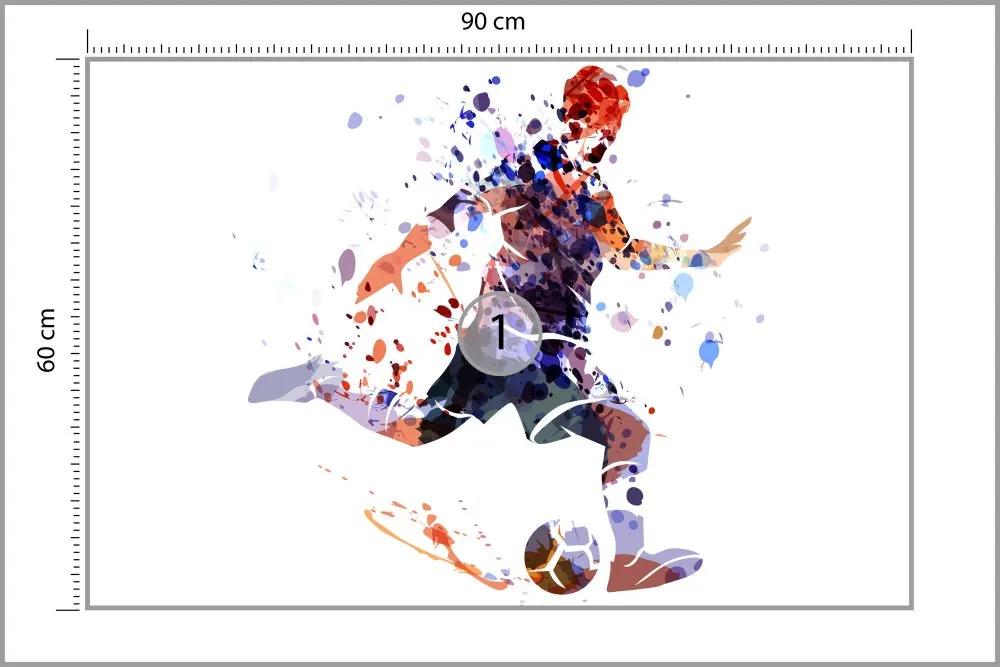 Fototapeta Akvarel Silueta Fotbalového Hráče Omyvatelný vlies 104x70.5