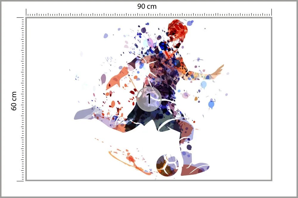 Fototapeta Akvarel Silueta Fotbalového Hráče Omyvatelný vlies 300x210
