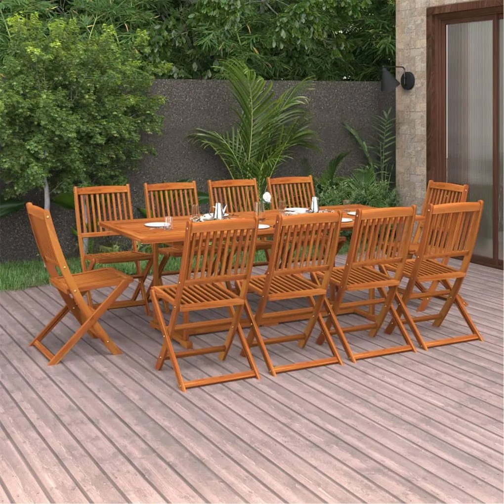 11dílný zahradní jídelní set 220x90x75cm masivní akáciové dřevo 3086989
