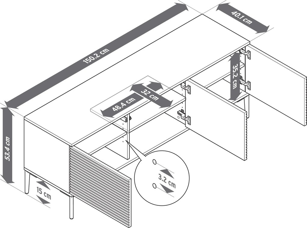 Tchibo - Nízká skříňka »Reet« v lamelovém vzhledu - barva: hnědá