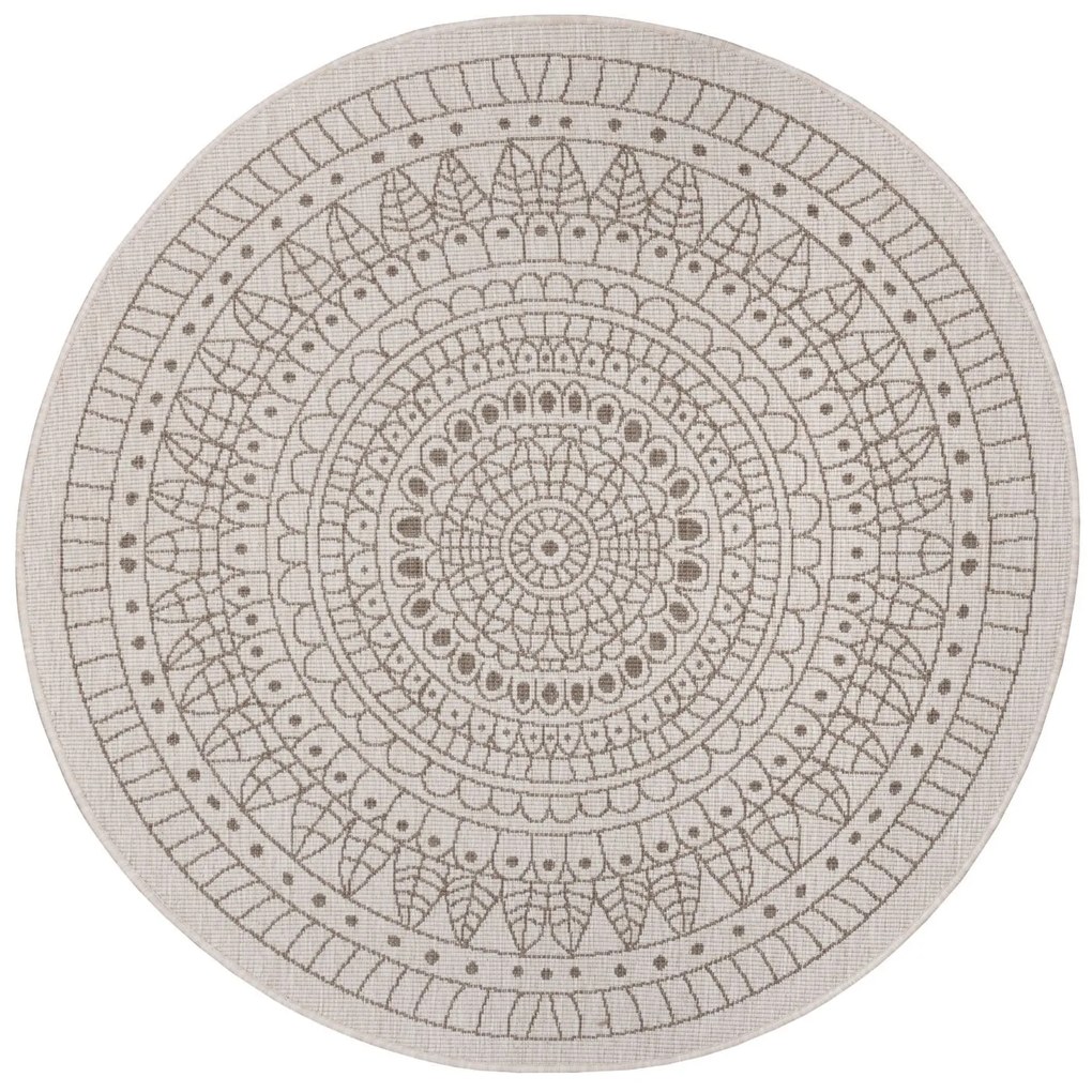 Hanse Home, Kusový koberec Twin-Wendeteppiche 105475 Linen kruh – na ven i na doma, 200x200 (průměr) kruh, hnědá, chodba / předsíň