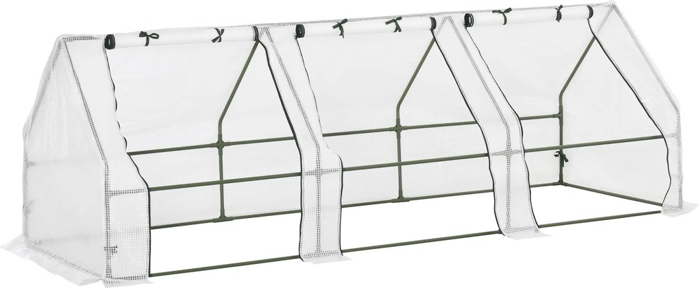 Outsunny skleník na rajčata 270x90x90 cm, chladicí rám z bílého plastu, ideální pro rostliny a zeleninu