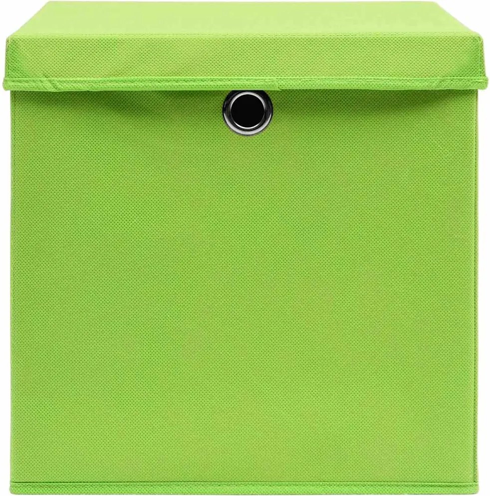 Úložné boxy s víky 4 ks 28 x 28 x 28 cm zelené 325228