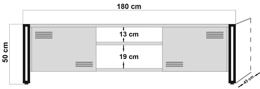 Designový TV stolek Ilaria 180 cm borovice
