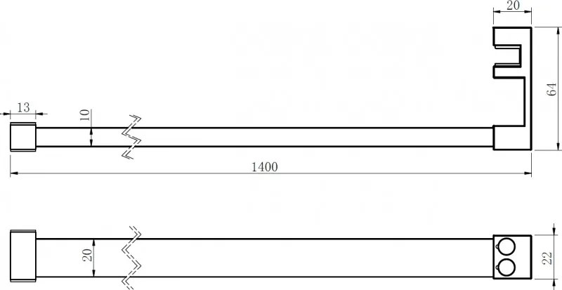 Mexen Kioto, věšák na ručníky pro sprchovou zástěnu, max. 1 140 cm, chromová, 800-06-01