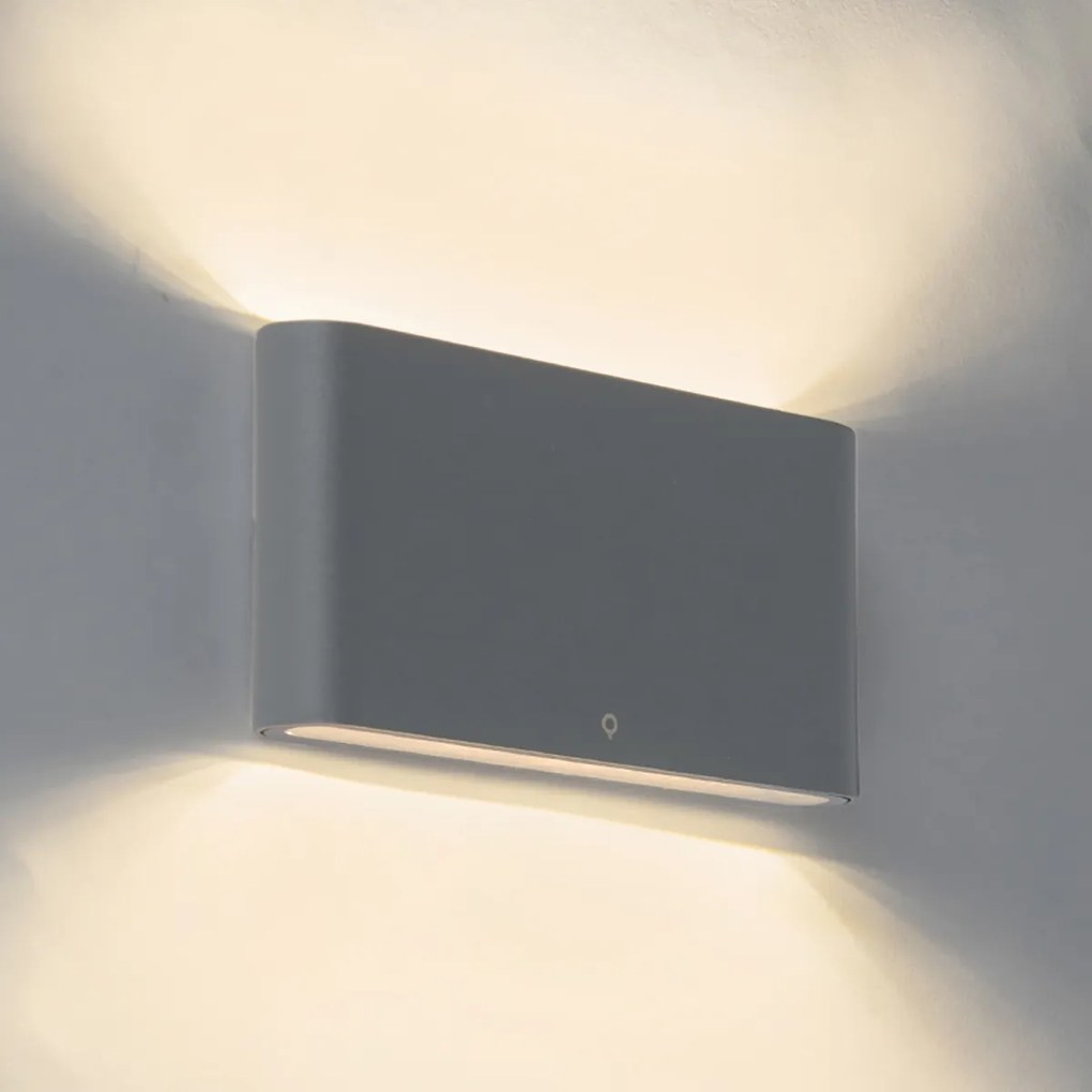 Sada 2 venkovních nástěnných svítidel Batt, tmavě šedá, 17,5 cm, vč. LED
