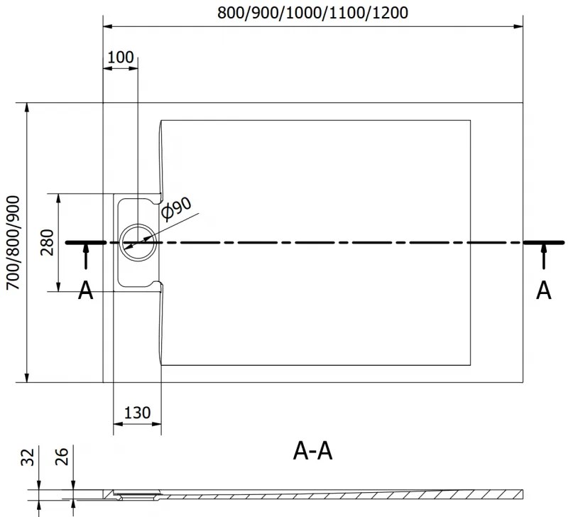 Mexen Otto, SMC obdélníková sprchová vanička 110 x 90 cm, bílá, 4N109011