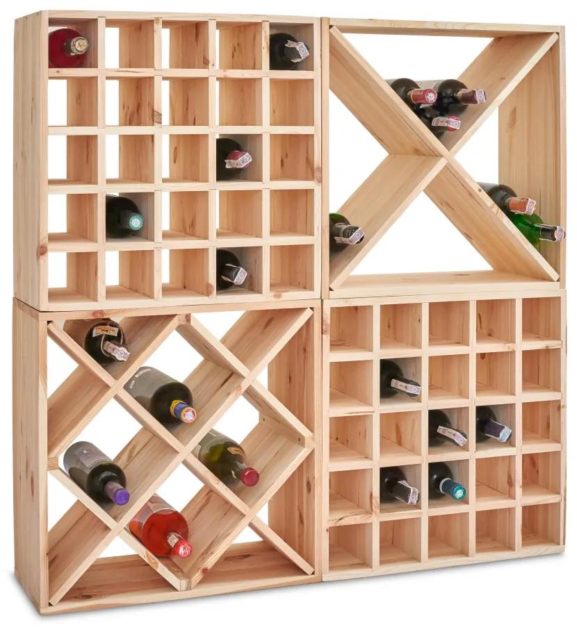 ČistéDřevo Dřevěný regál na víno mříž 52 x 52 x 25 cm - 1 ks