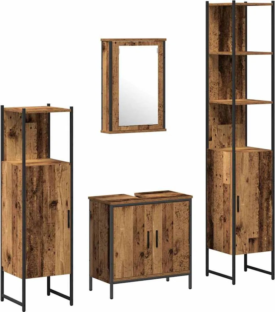 Sada koupelnového nábytku 4 ks Hnědá 33 x 33 x 185,5 cm 3332597