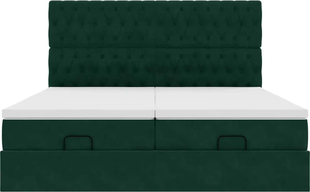 Osmanský rám postele s matracíes tmavě šedá 180x200cm samet 3313793