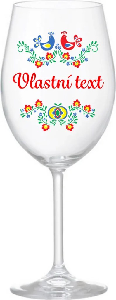 Personalizovaná čirá sklenice s folklórním vzorem